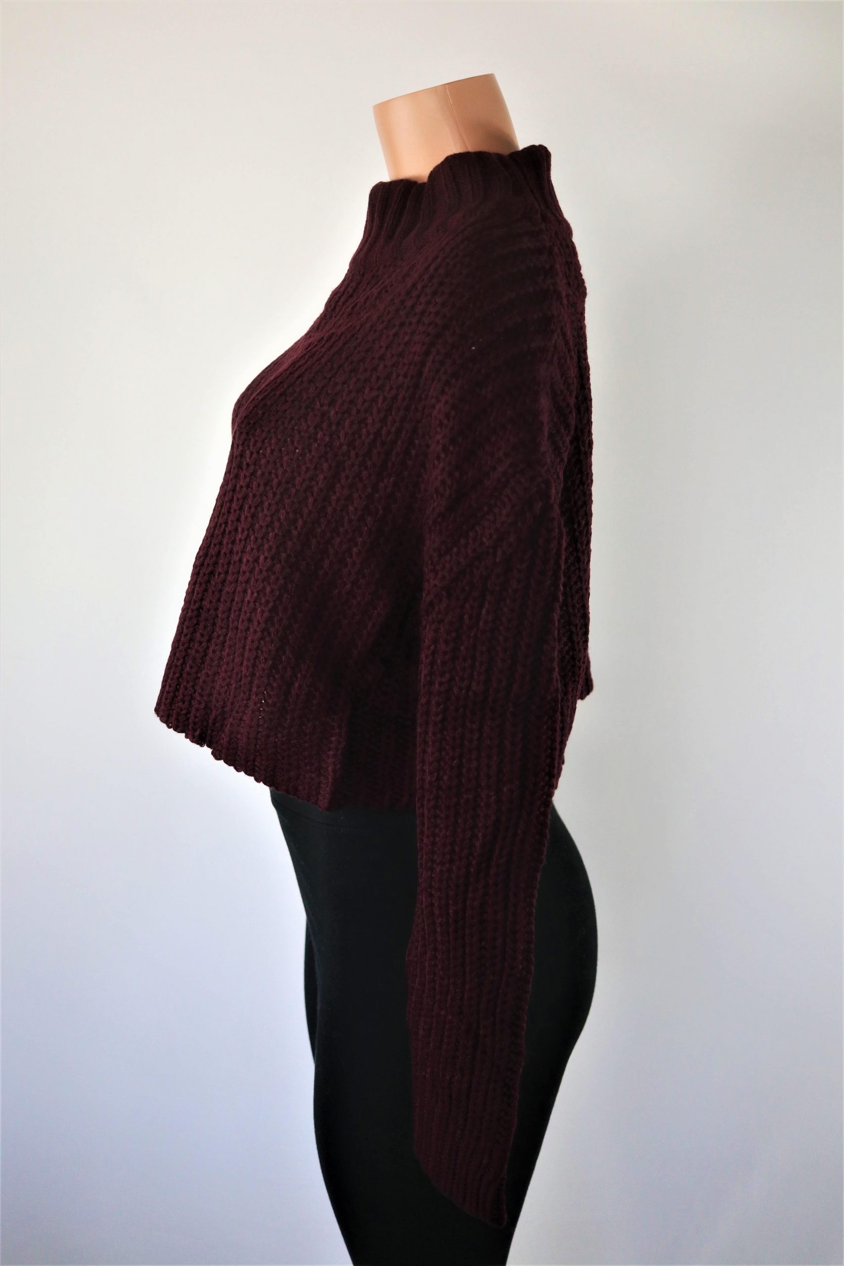 Laura Crop Sweater - Black olive green burgundy crop sweater jumper.