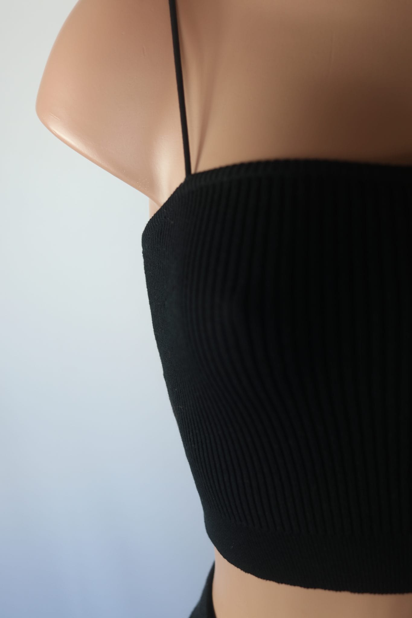 Basic Crop Top - Square neck ribbed spaghetti strap crop top.