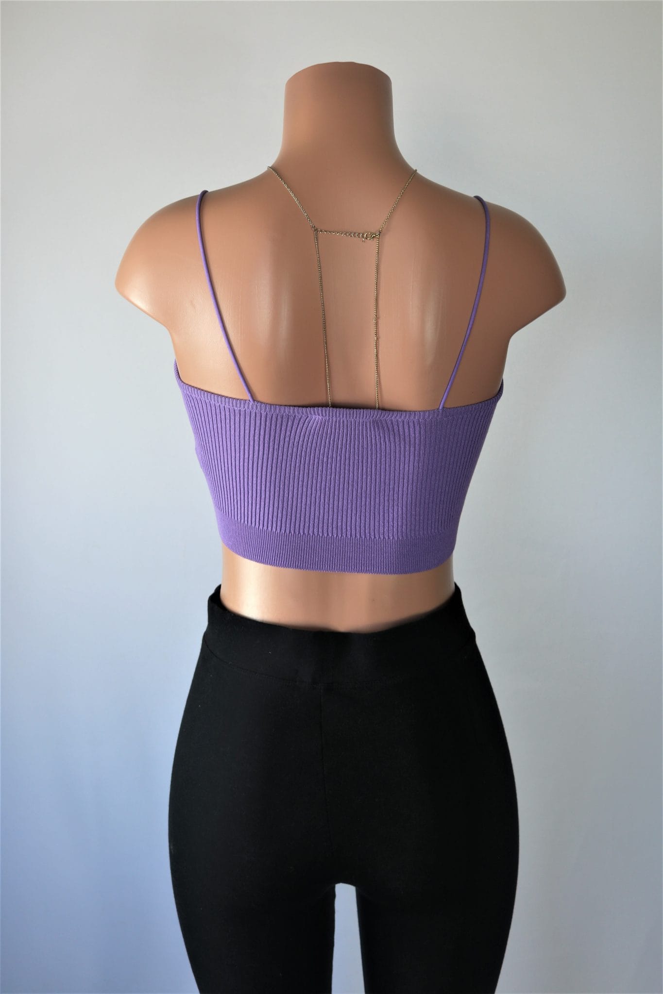 Basic Crop Top - Square neck ribbed spaghetti strap crop top.