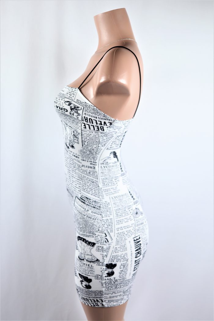 Newspaper Dress - Black and White newspaper print mini dress.